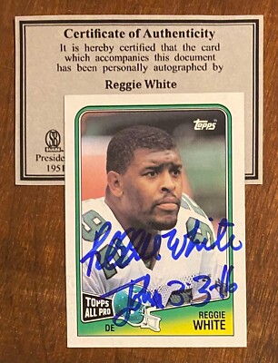 REGGIE WHITE 1988 Topps Auto Autograph Card w/ COA | eBay