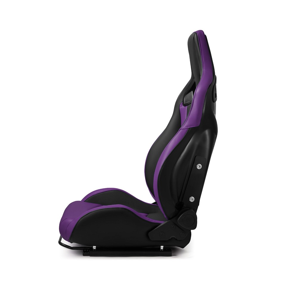 Reclinable PVC EVO-Series Single Racing Seat Car Seat w/Sliders Black ...