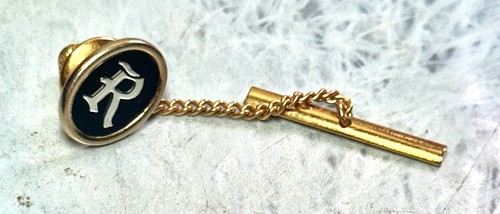Vintage Swank Gold Tone and Black Initial 'R' Tie Tac Pin | eBay