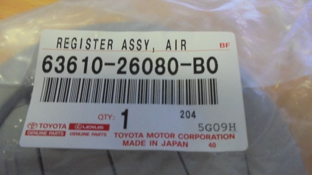 Genuine Toyota REGISTER ASSY AIR DUCT P/N 63610-26080-B0 for sale ...