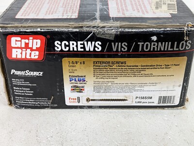 Grip Rite Exterior Deck Screws 1-5/8" x 8, P158S5M, Green, Phillips ...