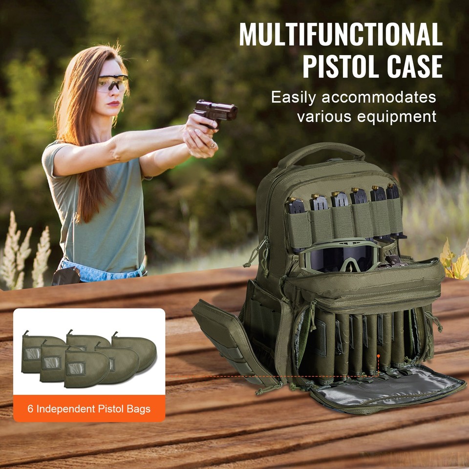 Uimoso Tactical Range Backpack for 6 Pistols Gun Backpack Green | eBay