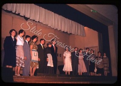 High School Play Boys Girls Theatre Drama 35mm Slide 1950s Red Border ...