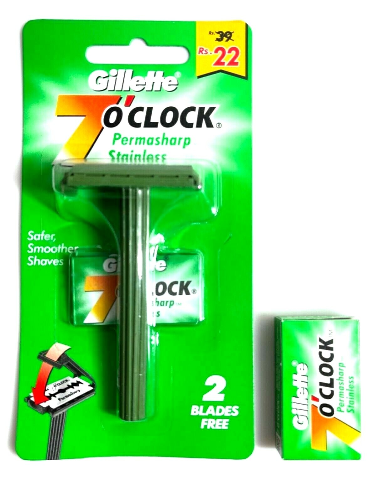 Gillette 7'O Clock Permasharp Safety Razor 1 Pc With 12 Blades Free | eBay