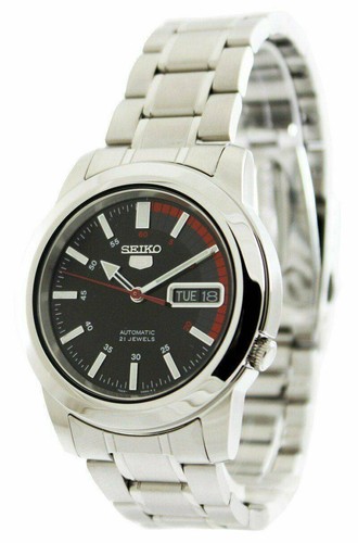 Seiko 5 Automatic 21 Jewels Stainless Steel Black Dial SNKK31K1 30M ...