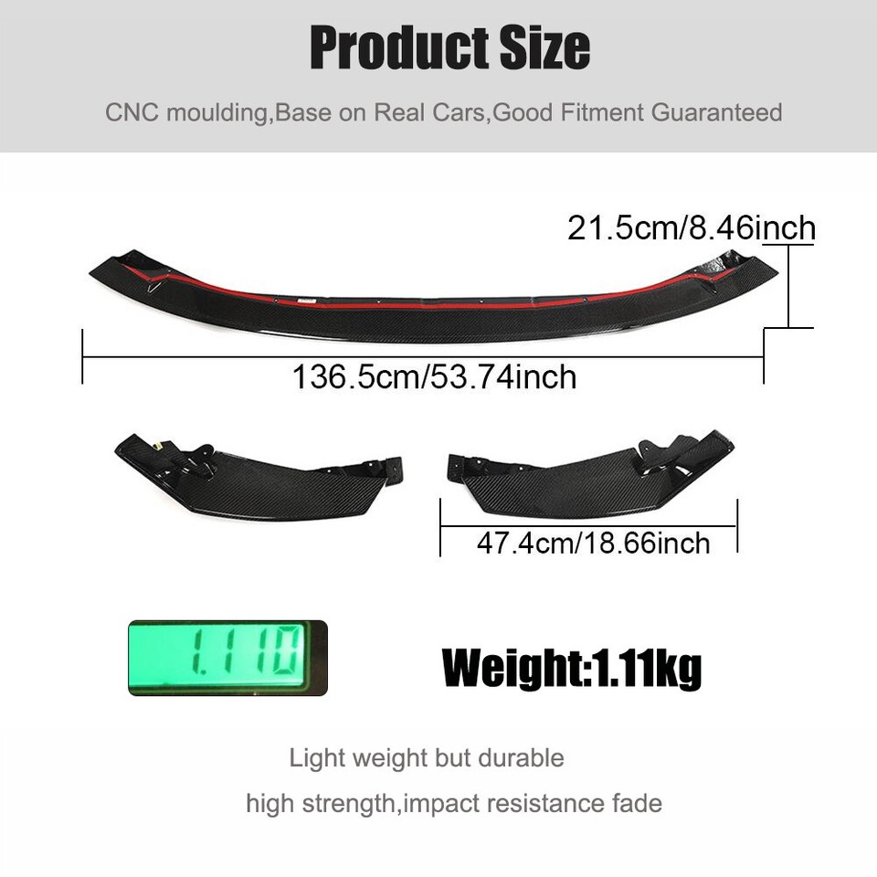 For BMW G80 M3 G82 G83 M4 2021-2024 Real Carbon Fiber Front Bumper Lip ...
