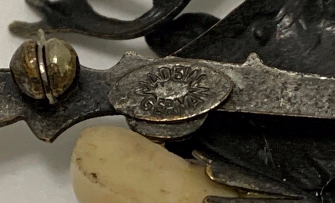 Antique German HUNT BROOCH Stag Rifle Acorns Roe Deer… - Gem