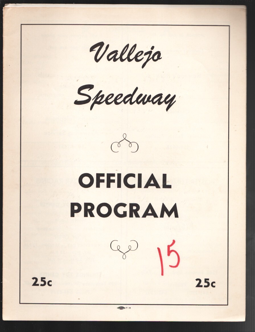 Sports Pub: Vallejo Speedway Auto Race Program #15 1966-Modified hard ...