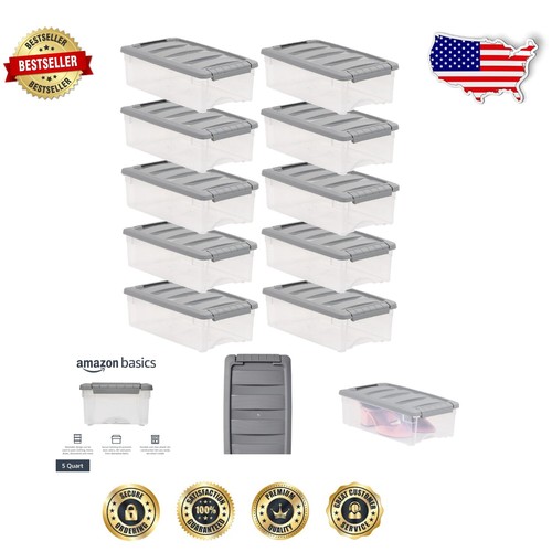 Compact Stackable Storage Solution: 5 Quart Clear Bins with Latching ...
