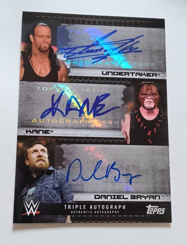 UNDERTAKER/KANE/DANIEL BRYAN WWE LEGENDS 2017 TOPPS TRIPLE AUTOGRAPH ...