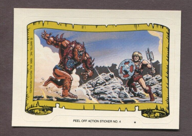 HE-MAN MASTERS OF THE UNIVERSE 1984 TOPPS STICKER CARD #4 BEASTMAN & HE ...