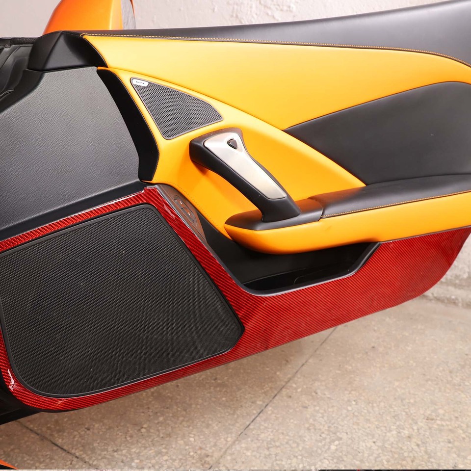 Red Carbon Car Door Panel Anti-kick Trim All-inclusive For Corvette C7 ...