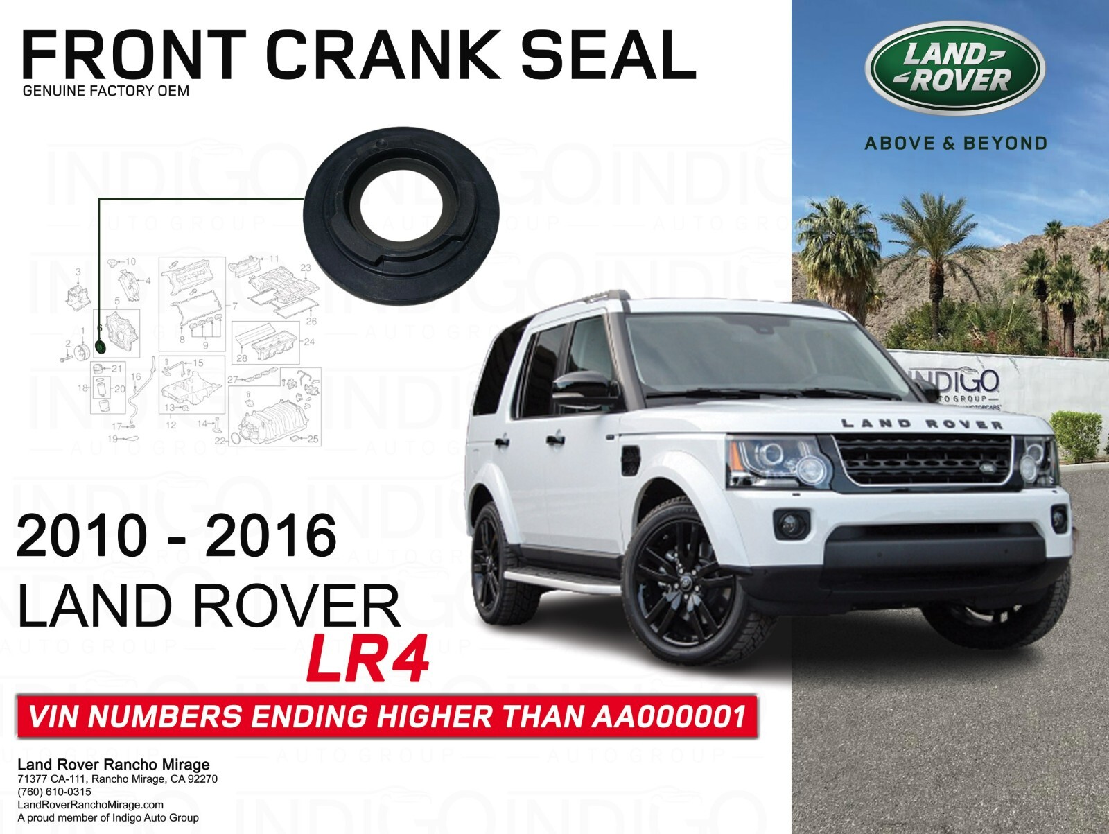 2010-2016 LAND ROVER LR4 GENUINE OEM Land Rover Front Crank Seal LR4 ...