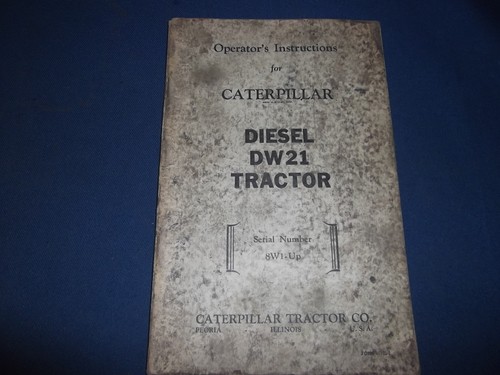 Cat Caterpillar DW21 Tracteur Grattoir Opération Instructions Book ...