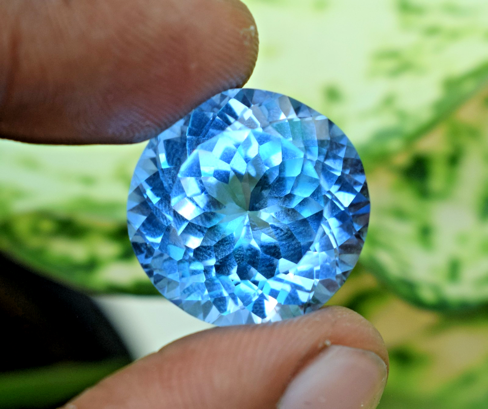 30 Ct Natural Santa Maria Blue Aquamarine Round Cut Certified Loose ...
