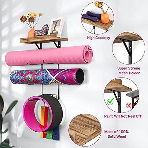Yoga Mat Storage Rack Home Gym Equipment Storage Organizer Yoga Mat ...