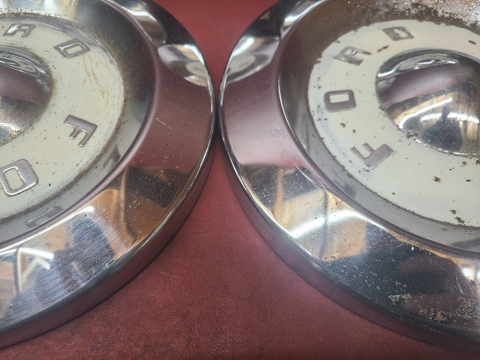 1957 1958 1959 Ford Hubcaps Fairlane Galaxie 300 Hubcaps Dog Dish White ...