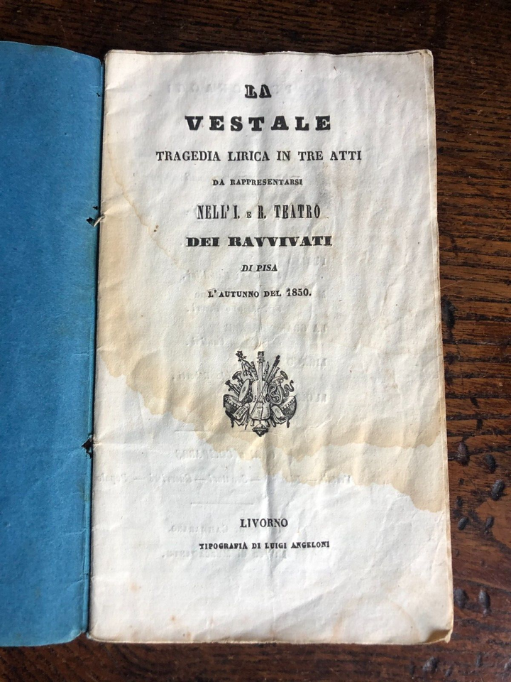 Mercadante. The Vestal. Lyrical Tragedy In Three Acts ..... 1850 | eBay UK
