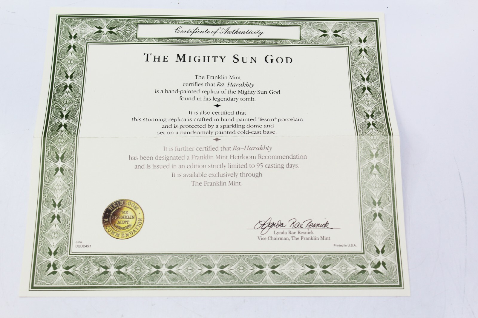 Franklin Mint Treasures Of Ancient Egypt Mighty Sun-God Ra-Harakhty ...