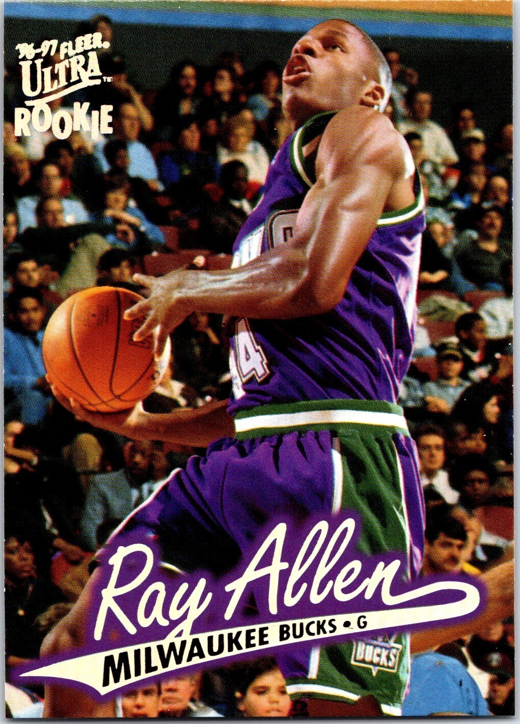 Ray Allen 1996-97 Fleer Ultra #60 NBA Rookie Card RC Milwaukee Bucks ...