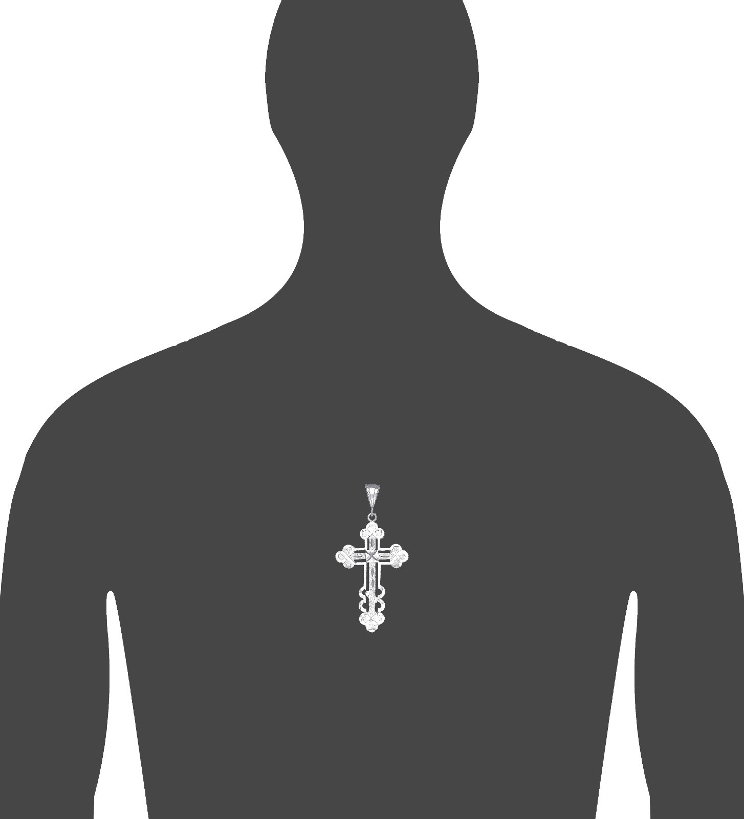 Sterling Silver Cross without Jesus Pendant Necklace with Diamond Cuts ...