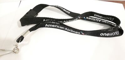 AMERICAN AIRLINES ONEWORLD BRANDED LANYARD ID BADGE HOLDER BLACK ...