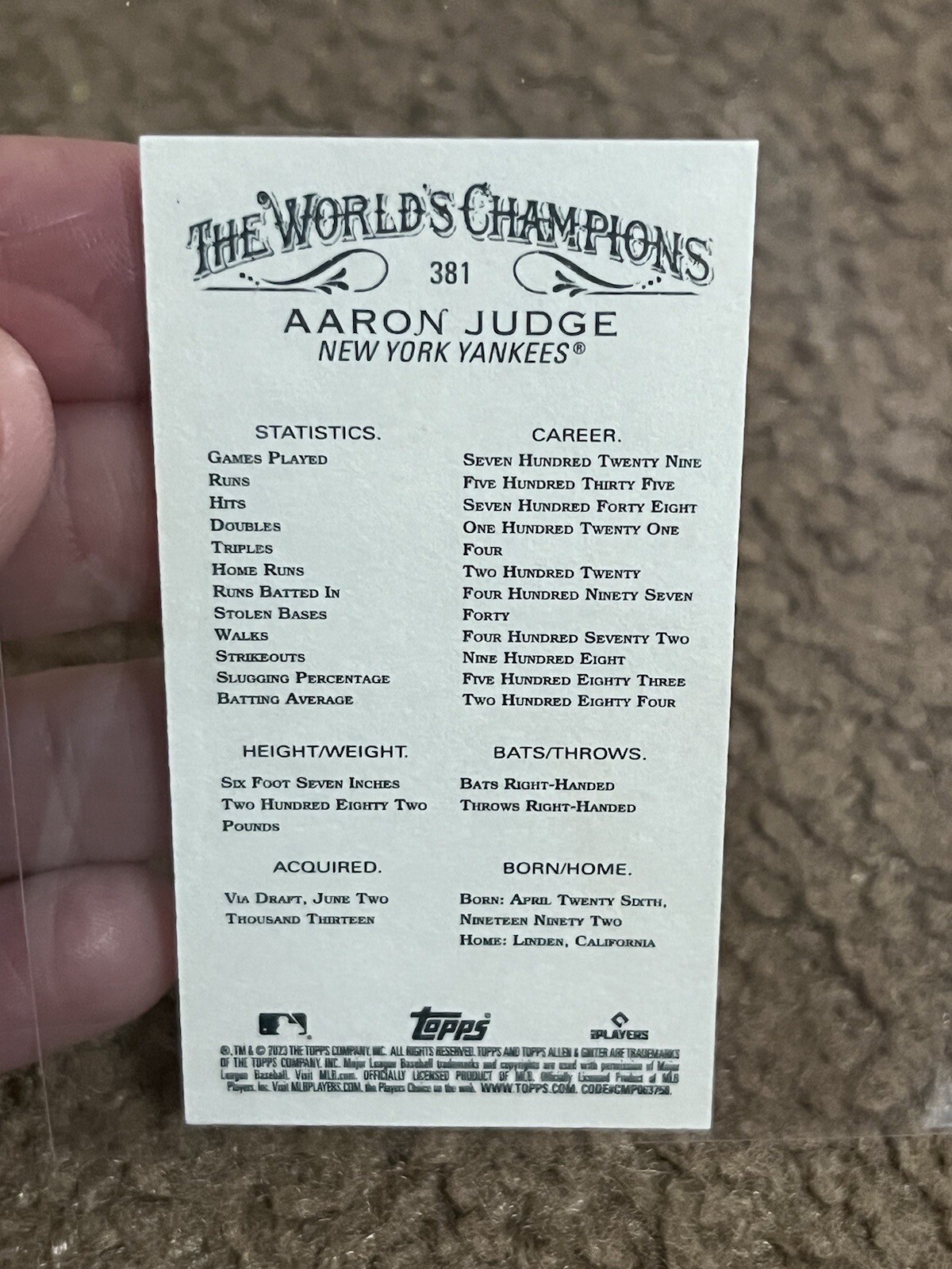2023 Allen & Ginter Aaron Judge #381 Mini Rip Card Exclusive SSP | eBay