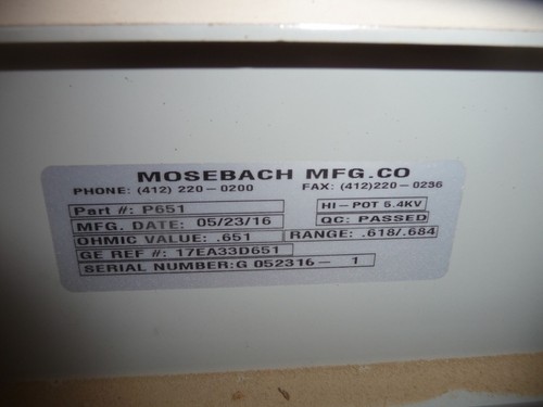 Mosebach Grid Resistor p651 17EA33D651 | eBay