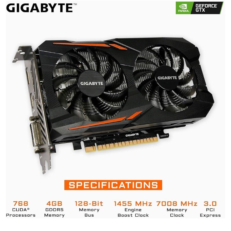 GIGABYTE GeForce GTX 1050 TI Windforce OC 4GB GDDR5 Graphics Card ...