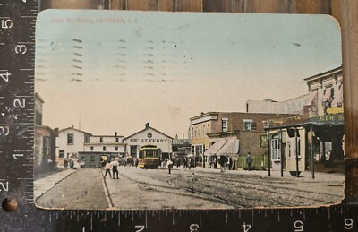 Rare QUEENS LIRR Long Island 92nd St Ferry Trolley Rail Road Post Card ...