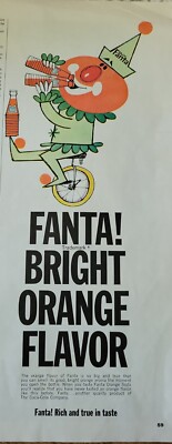 1961 FANTA Bright Orange flavor soda drink unicycle Vintage ad | eBay