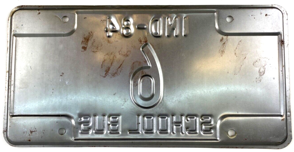 Indiana 1984 School Bus License Plate Garage Man Cave Collector Wall ...