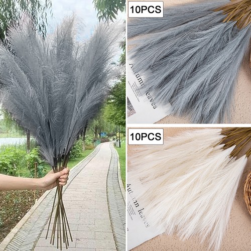 10pcs Artificial Pampas Grass Bouquet Fluffy Fake Tall Reed Wedding ...