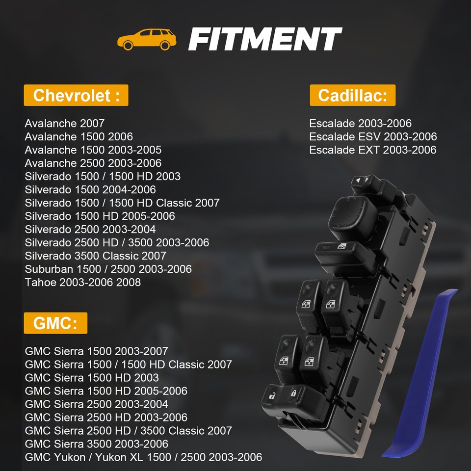 Front Driver Door Window Control Switch For 2003-2006 GMC sierra OE ...