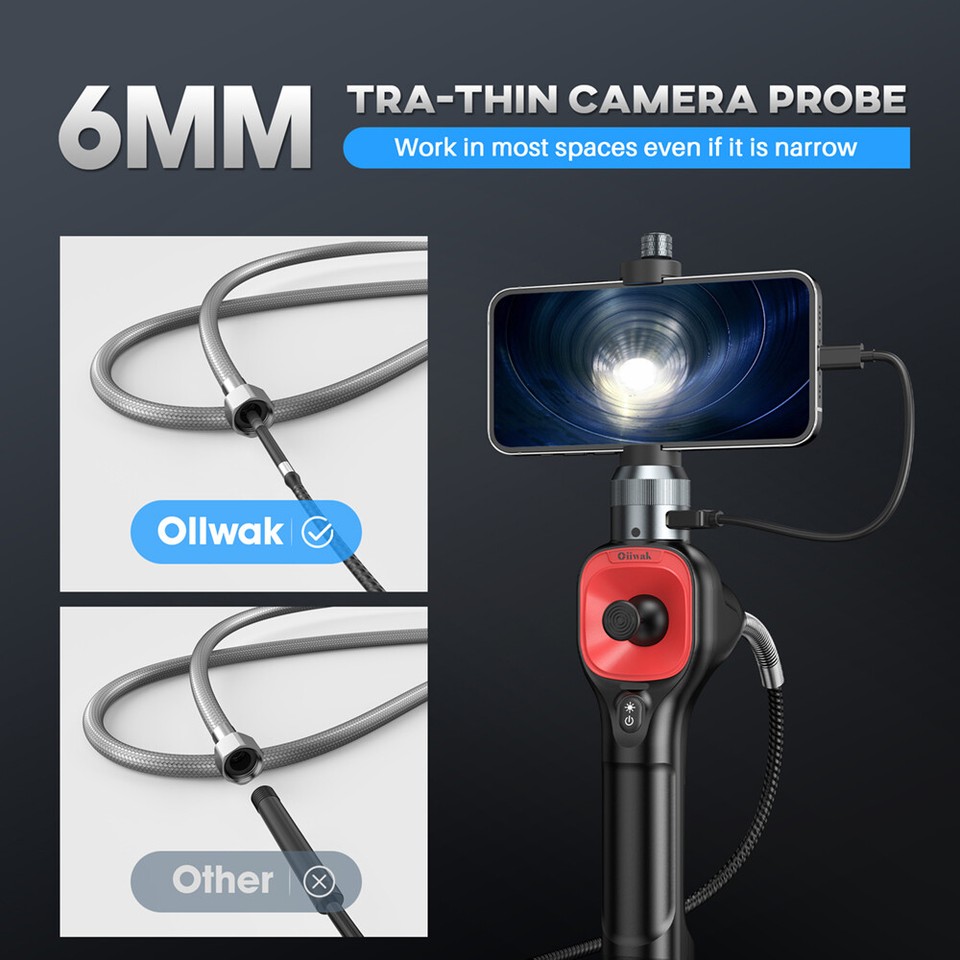 Articulating Borescope Endoscope Inspection Camera w/ Two-Way ...