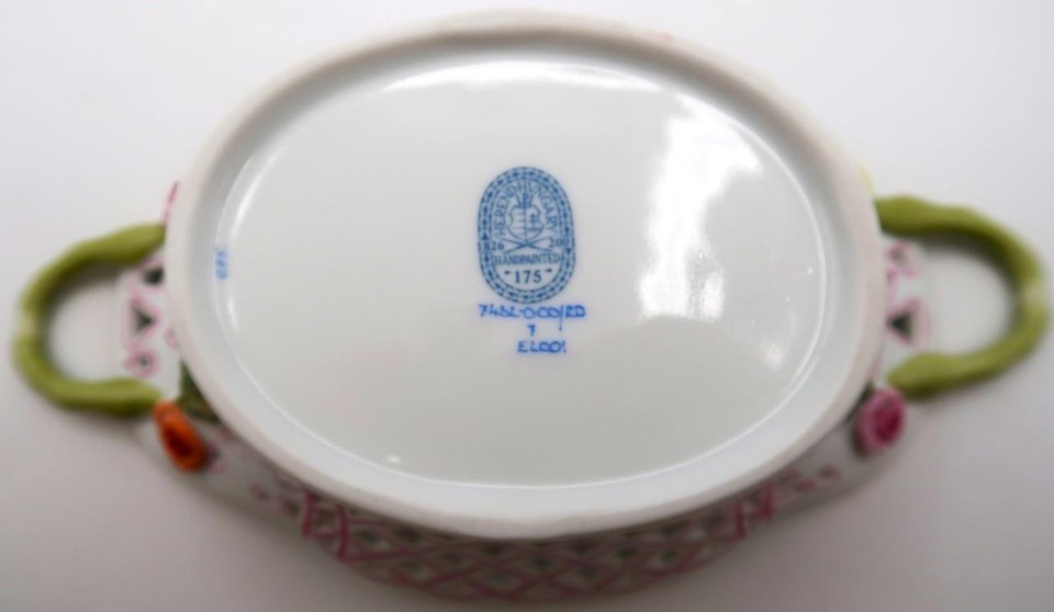 Herend, Hungary, 175 Rothschild Bird 7432 Handled Oval Open Weave ...