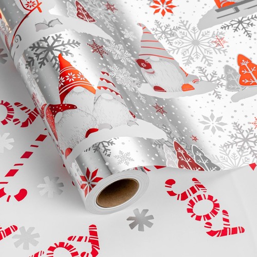 Flyhill Christmas Reversible Wrapping Paper Roll-17in X 17inch*33ft ...