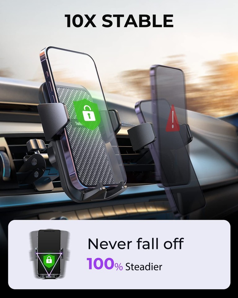Car Phone Holder, [Thick Cases Friendly] Car Phone Holder Mount, Hands ...