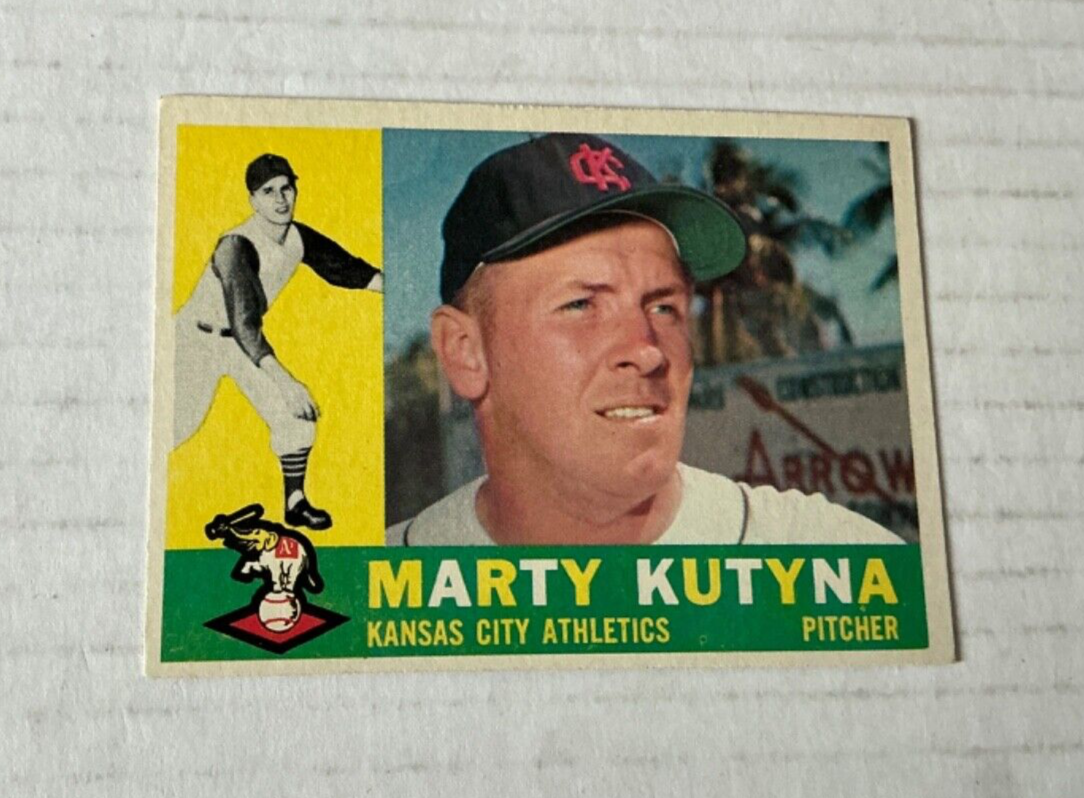 MARTY KUTYNA 1960 TOPPS VINTAGE BASEBALL CARD - #516 ATHLETICS - VG.EX ...