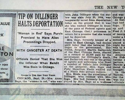 Anna Sage Woman in Red re. John Dillinger Murder Babe Face Nelson 1935 ...