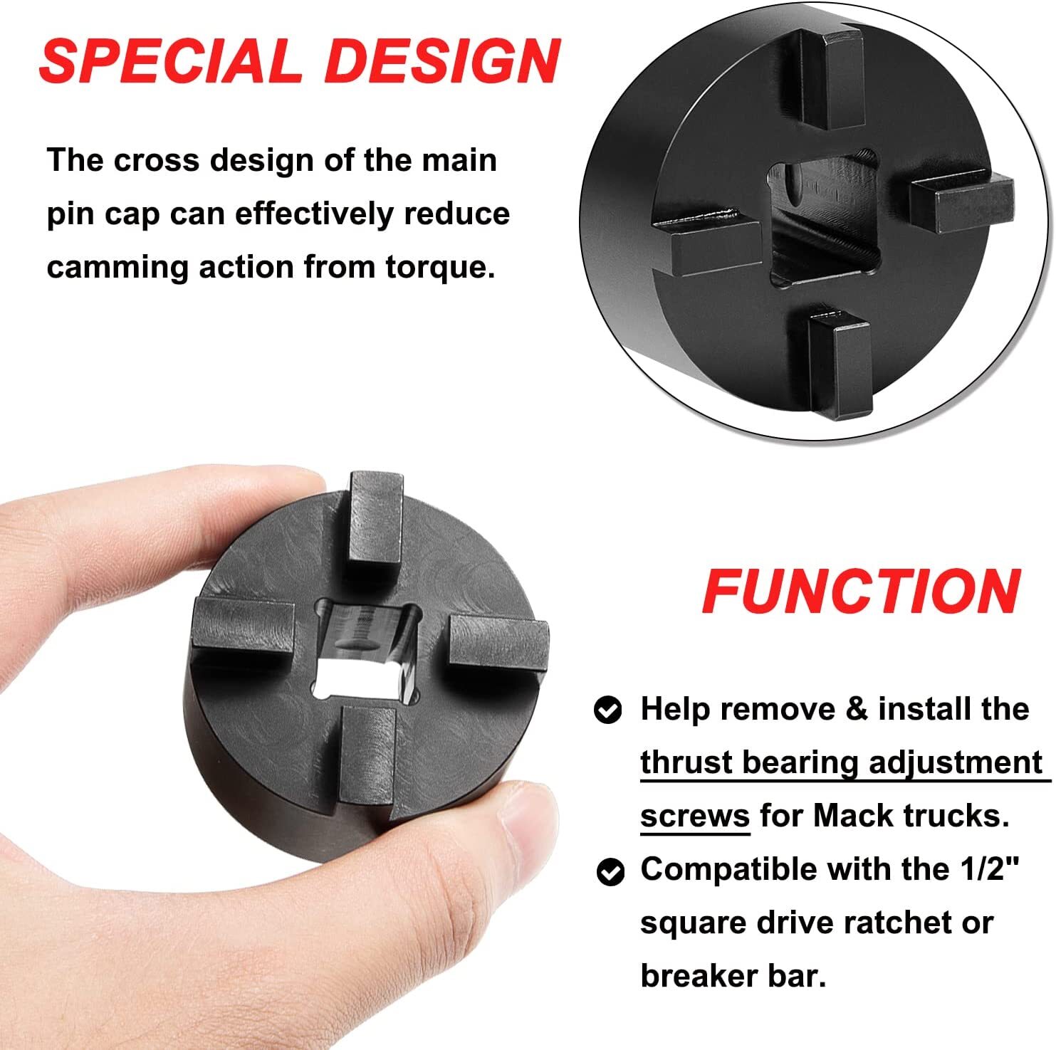 for Mack Truck King Pin Socket Set with 1 7/8 & 2 3/8 Cap Removal Tool ...