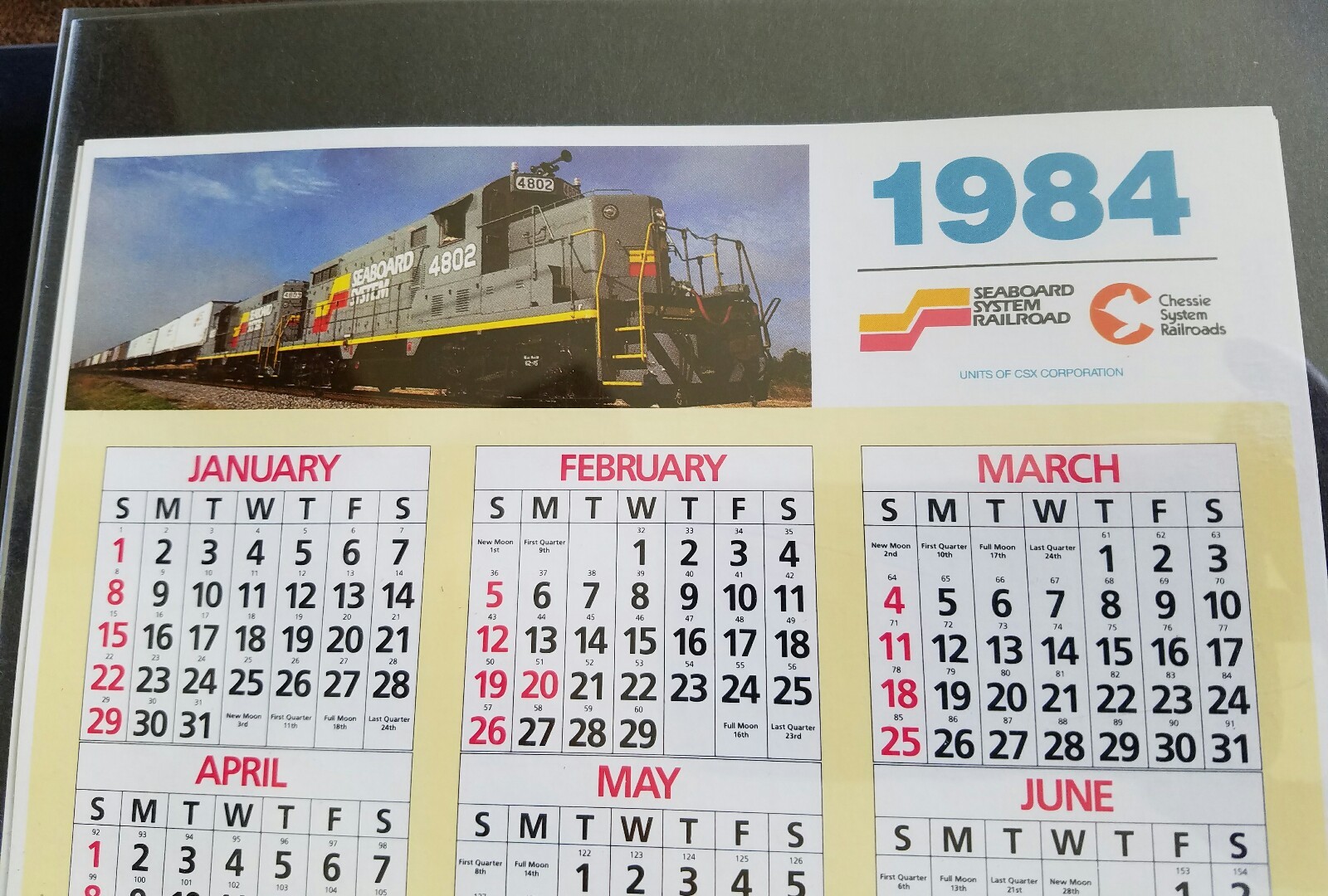 1984 Seaboard System Chessie CSX Railroad Calendar - FREE SHIP | eBay
