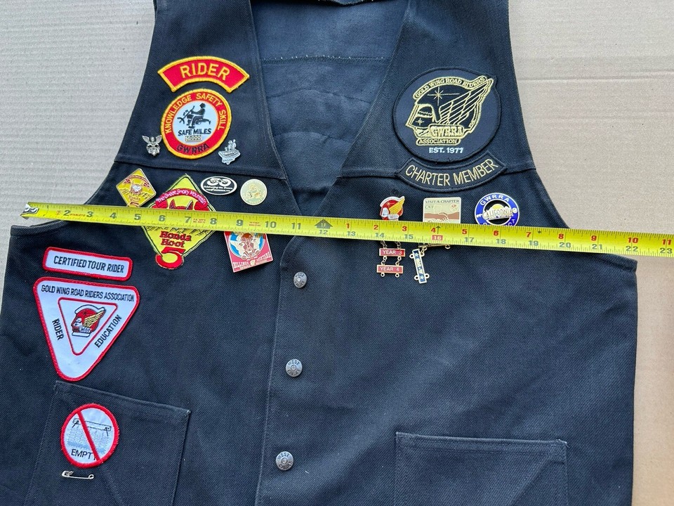 Vtg Gold Wing Road Riders GWRRA AMA MOTORCYCLE VEST W PINS/PATCHES ...