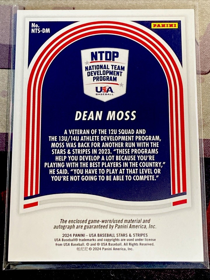 2024 Panini USA Baseball Stars & Stripes DEAN MOSS AUTO JERSEY/RELIC | eBay