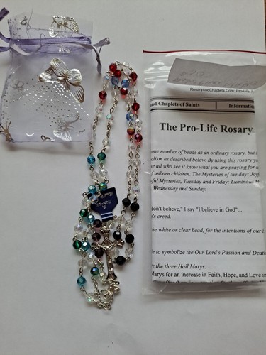 Pro life crystal 6mm rosary beads handmade 21" with instructions | eBay