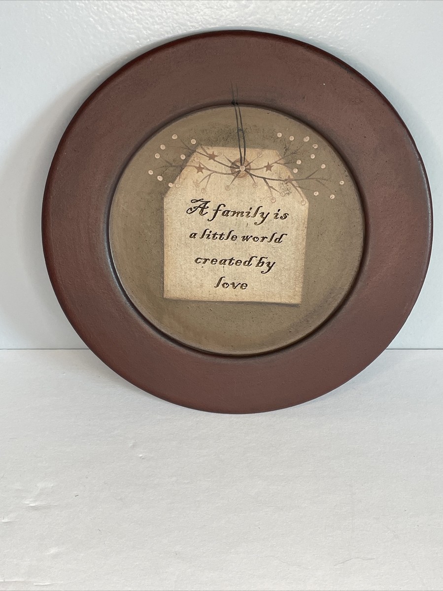 Country Loved Primitives Primitive Decor Plate Family Love Red Brown