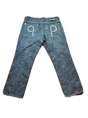 PARISH Jeans Mens Size 40x33 Black Denim Button fly wide Straight Leg ...