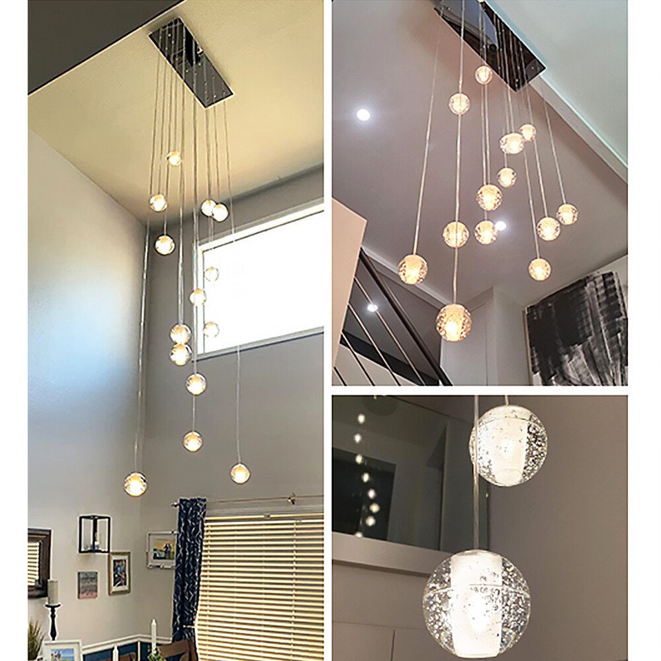 Modern G4 LED Bubble Crystal Round ball Ceiling Light Room Stair ...