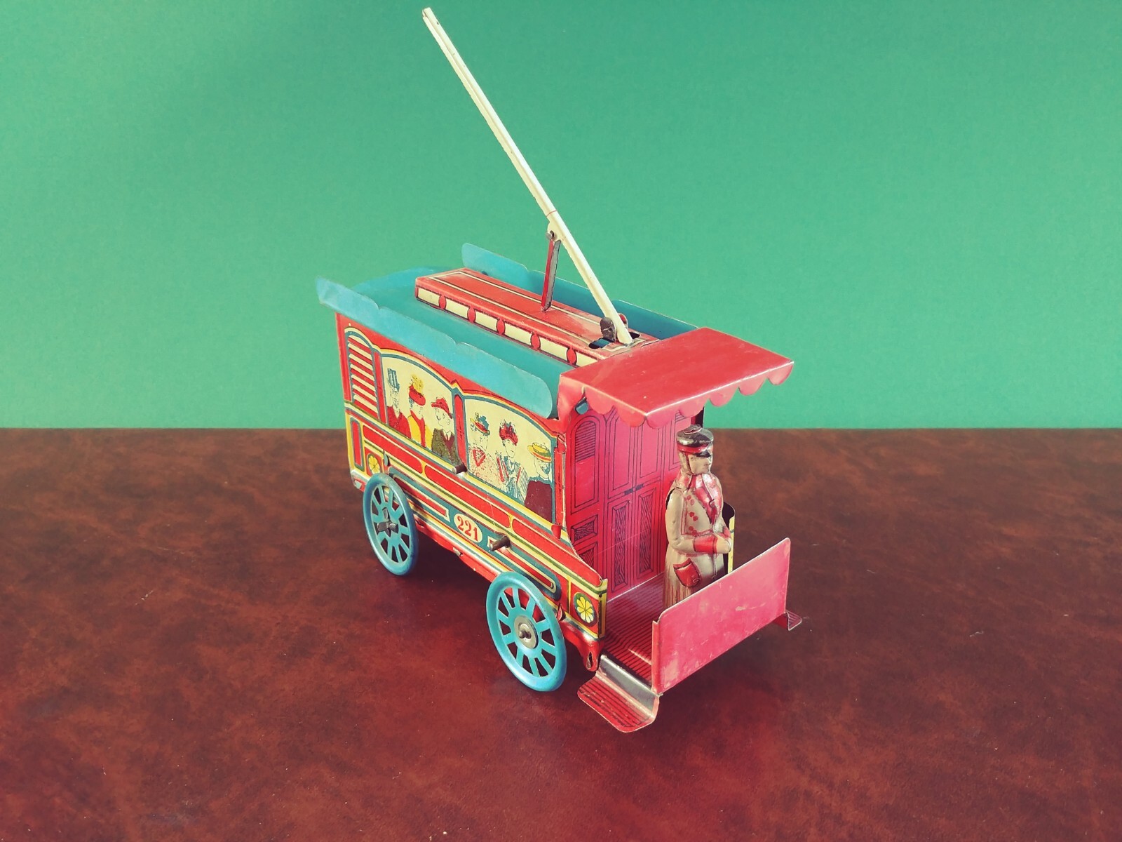 Very Rare 1900's Reil Tin Wind-up Trolley Tinplate Tram Cable-Car w O ...
