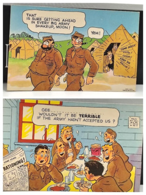 PC ~ 2 WW2 Humor Funny Comic Soldier Postcards ~ Copr 1943 Famous ...